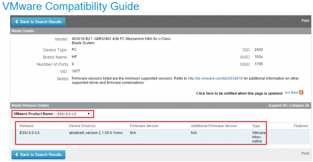 Utilizando o VMware Compatibility Guide - IO Devices - Conza Tech